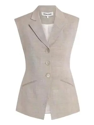 Veronica Beard Sorenne Prince Of Wales Check Waistcoat - Neutrals