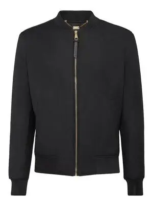 BILLIONAIRE Wolf Print Zip-up Bomber Jacket - Black