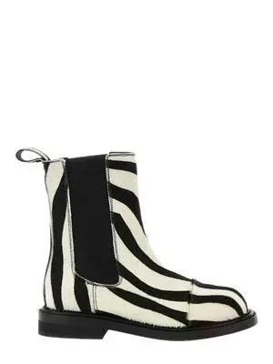 Moschino Zebra Print Chelsea Boots - White