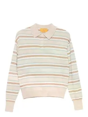 Guest In Residence Long-sleeve Striped Polo Shirt - Neutrals