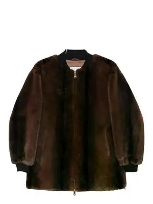 ERMANNO FIRENZE Faux Fur Zip-up Jacket - Brown