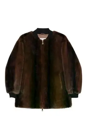 ERMANNO FIRENZE Faux Fur Zip-up Jacket - Brown