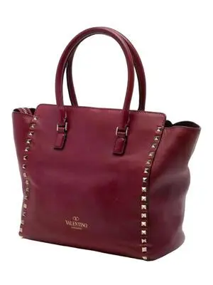 Valentino Garavani Medium Rockstud Double Handle Tote Satchel - Red