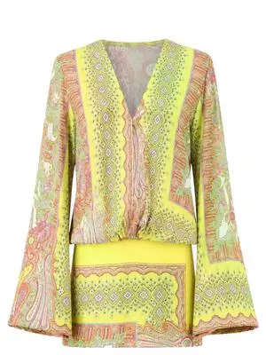Alexis Marais Mini Paisley-print Dress - Yellow