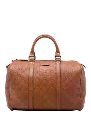 Gucci Embossed Leather Boston Bag - Brown