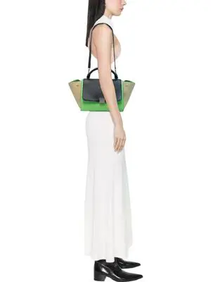 Celine 2016 Small Tricolor Leather Trapeze Satchel - Green