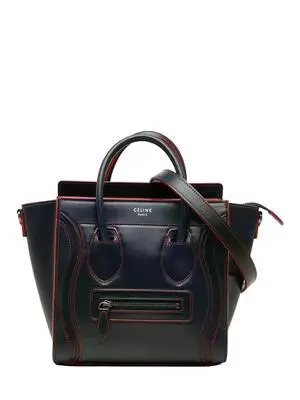 Celine 2016 Nano Bicolor Smooth Calfskin Luggage Tote Satchel - Blue