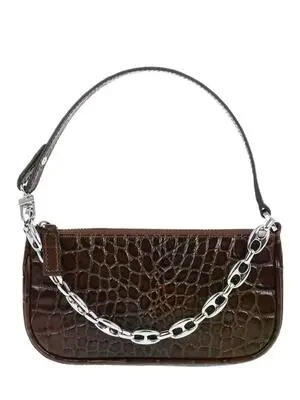 By Far Mini Rachel Crocodile-effect Shoulder Bag - Brown