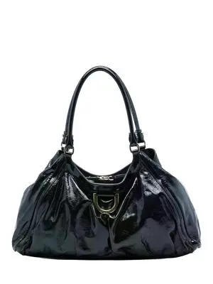 Gucci Patent Abbey D Ring Shoulder Bag - Black