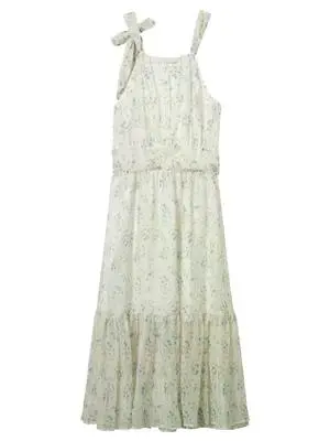 B+AB Floral Print Tiered Midi Dress - Neutrals
