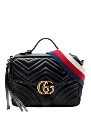 Gucci 2016-2026 Small Gg Marmont Matelasse Calfskin Sylvie Top Handle Satchel - Black
