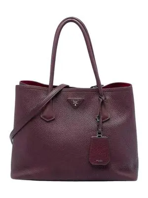 Prada Vitello Daino Double Handle Tote Satchel - Red
