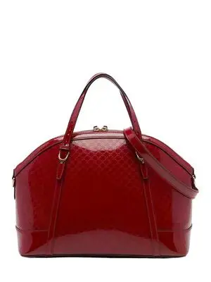 Gucci 2016-2026 Large Microguccissima Patent Nice Dome Satchel - Red