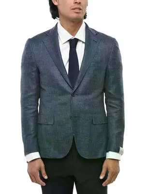 Corneliani Single-breasted Checked Blazer - Blue