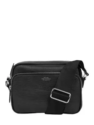 Smythson Panama Leather Double-zip Crossbody Bag - Black