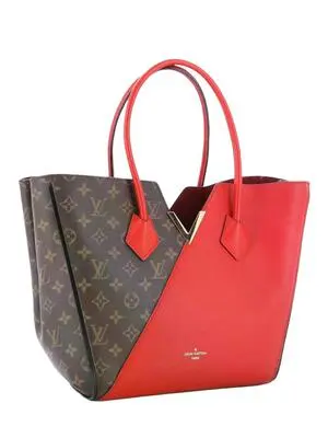LOUIS VUITTON Louis Vuitton Monogram Canvas And Leather Kimono Handbag MM Tote Red