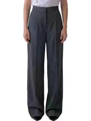 Max Mara Pleated Wool Palazzo Pants - Grey