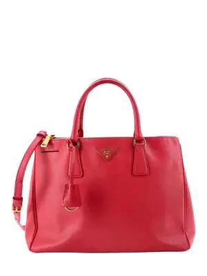 Prada Double Zip Lux Saffiano Leather Tote Bag - Pink