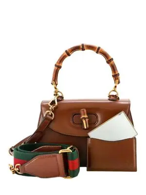 Gucci Bamboo Top Handle Bag Leather Small Satchel - Brown