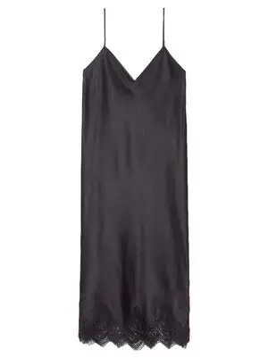NILI LOTAN Seve Lace-trim Midi Dress - Black