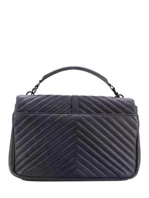 Saint Laurent Saint Laurent Monogram College Bag Matelasse Chevron Leather Large Shoulder Bag Black