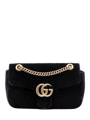 Gucci 2016-2026 Medium Gg Marmont Matelasse Velvet Shoulder Bag - Black