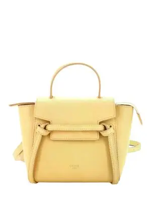 Celine Textured Leather Pico Shoulder Bag - Yellow