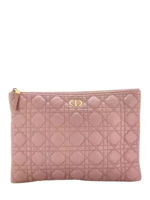 Dior Caro Daily Pouch Cannage Quilt Calfskin Clutch Bag - Neutrals