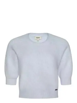 L'Agence Guinevere Ribbed Knit Short-sleeve Sweater - Blue