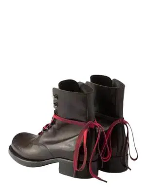 PRADA Prada Leather Lace-Up Ankle Boots
