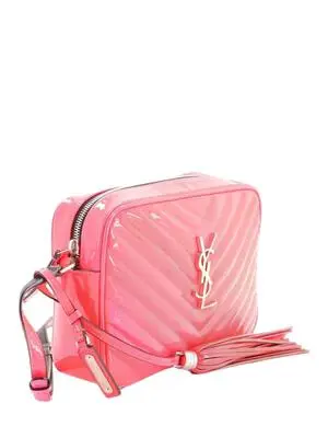 Saint Laurent Lou Camera Bag Matelassé Chevron Patent Small Crossbody Bag - Pink