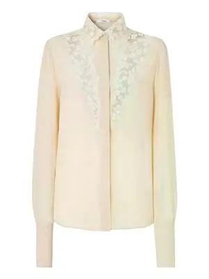 Fendi Georgette Shirt With Lace Inserts - Neutrals