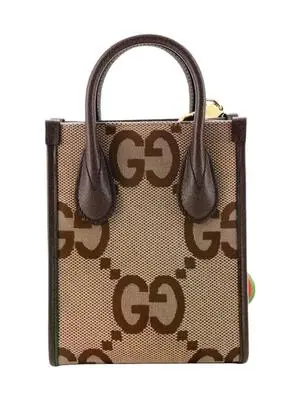 Gucci Vertical Tote Jumbo Gg Canvas Mini Crossbody Bag - Brown