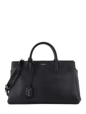 Saint Laurent Rive Gauche Cabas Leather Small Tote Bag - Black