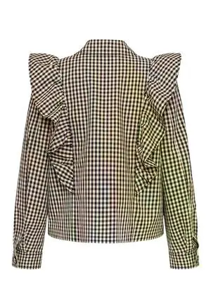MAISON COMMON Ruffled Gingham Jacket - Neutrals