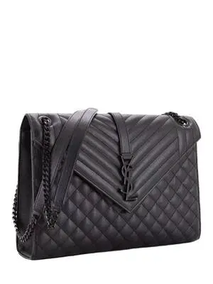 Saint Laurent Classic Monogram Envelope Satchel - Black