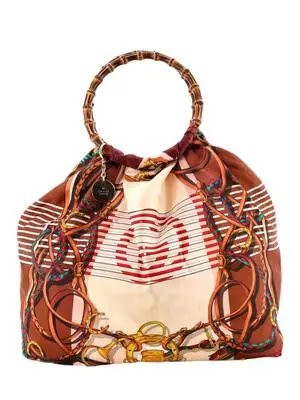 Gucci Bamboo Handle Printed Silk Maxi Tote Bag - Multicolour