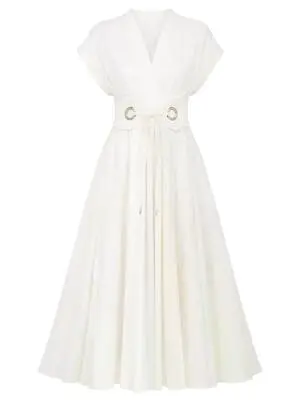 Alexis Riviera Eyelet-embellished Midi Dress - White