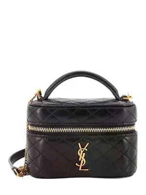 Saint Laurent Gaby Quilted Leather Micro Crossbody Bag - Black