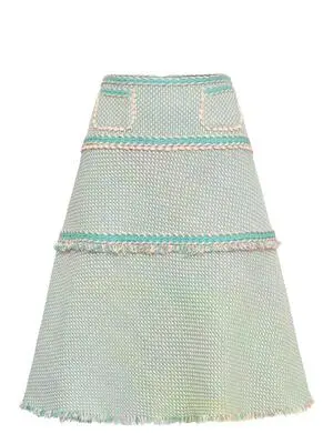 MAISON COMMON Bouclé Frayed-edge A-line Skirt - Green
