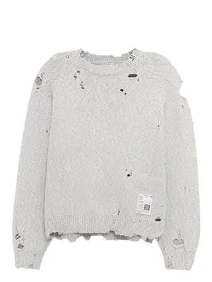 Mihara Yasuhiro Distressed Cable Knit Sweater - Grey