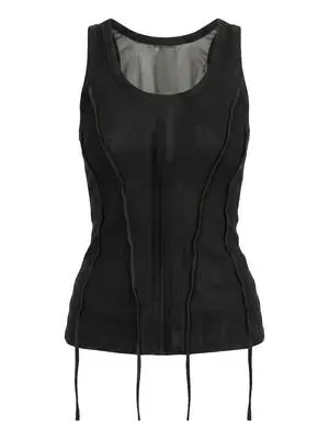 Masnada Fine-ribbed Tank Top With Strap Detailing - Black
