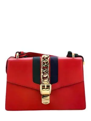 Gucci Sylvie Leather Small Shoulder Bag - Red