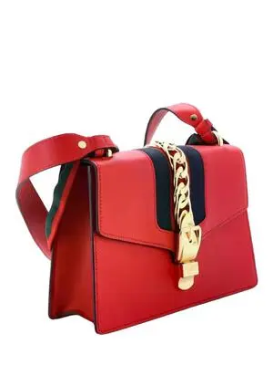 Gucci Sylvie Leather Small Shoulder Bag - Red