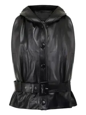JACOB LEE Hooded Belted Vest - Black