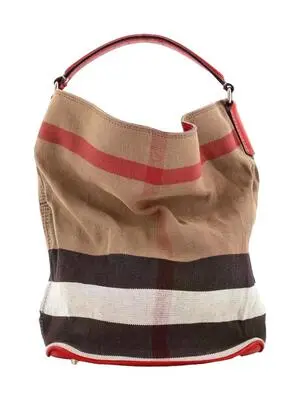Burberry Ashby House Check Canvas Medium Bucket Bag - Brown
