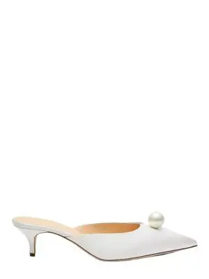 Magda Butrym Pearl-embellished Pointed-toe Mules - Neutrals