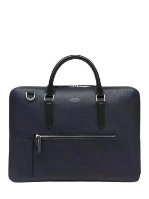 Smythson Ludlow Zip-front Laptop Bag - Blue