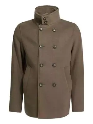 Herno Double-breasted High-neck Coat - Brown