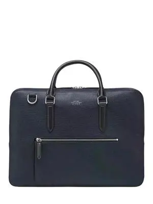 Smythson Zip-front Briefcase - Blue